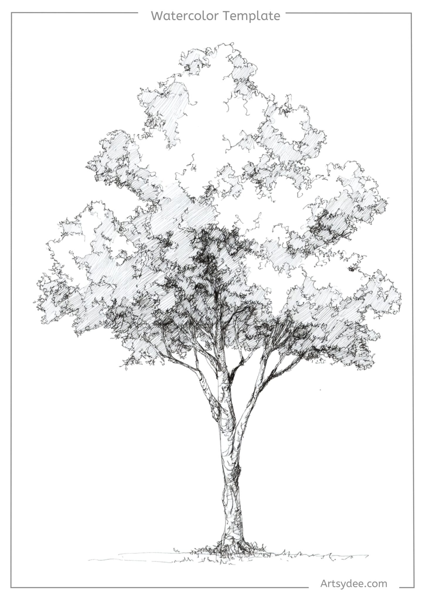 15 Free Printable Watercolor Tree Templates to Practice Your Painting ...