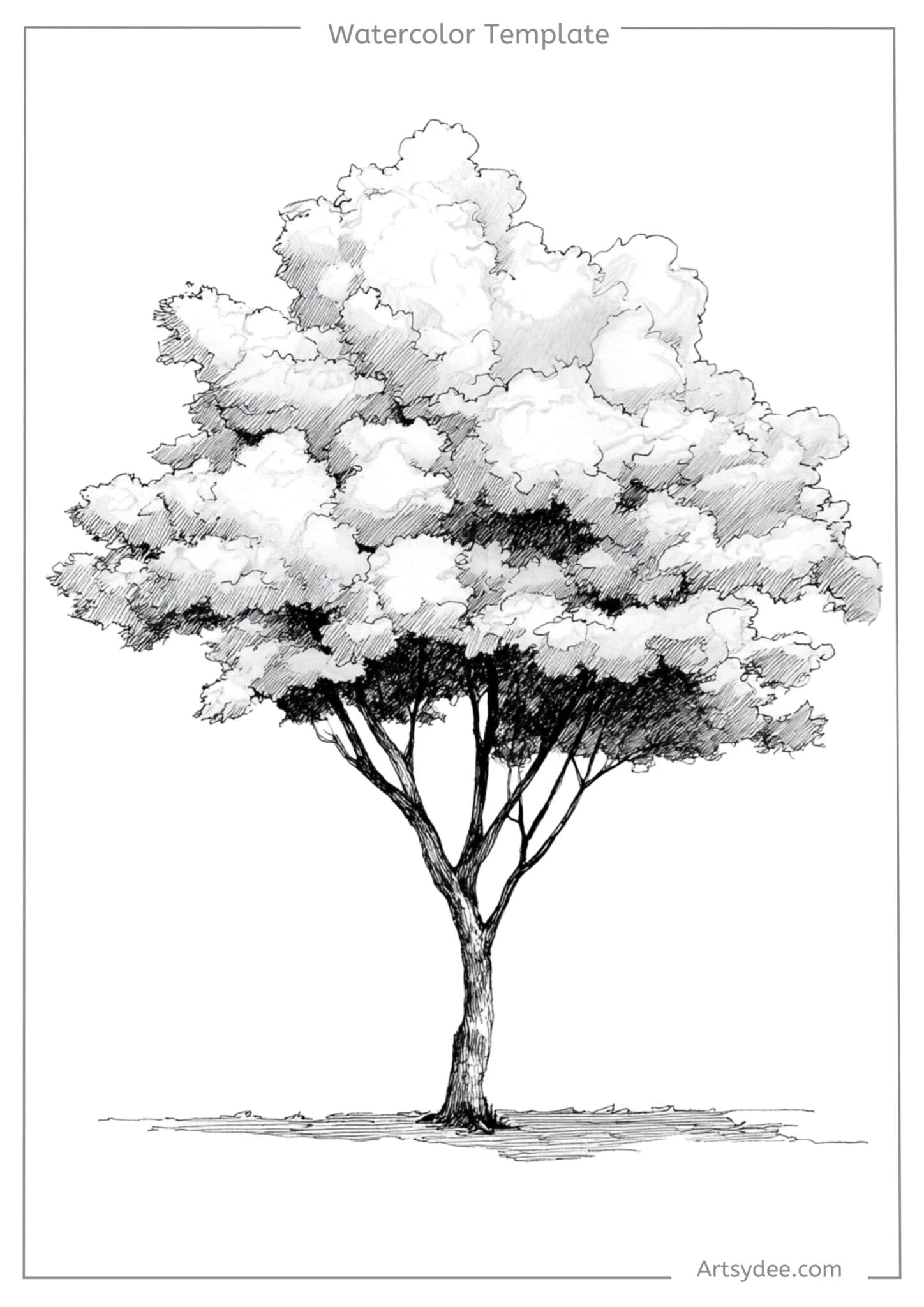 15 Free Printable Watercolor Tree Templates to Practice Your Painting ...