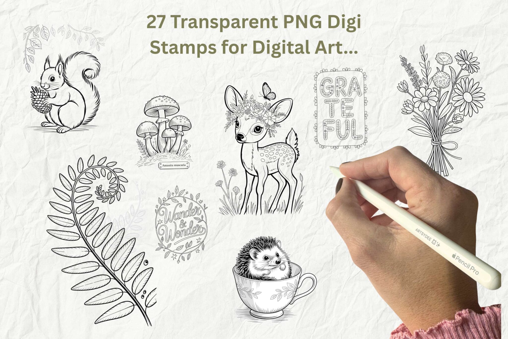 🌿 Whimsical Woodland Animals Watercolor Templates & Digital Stamps (27 ...