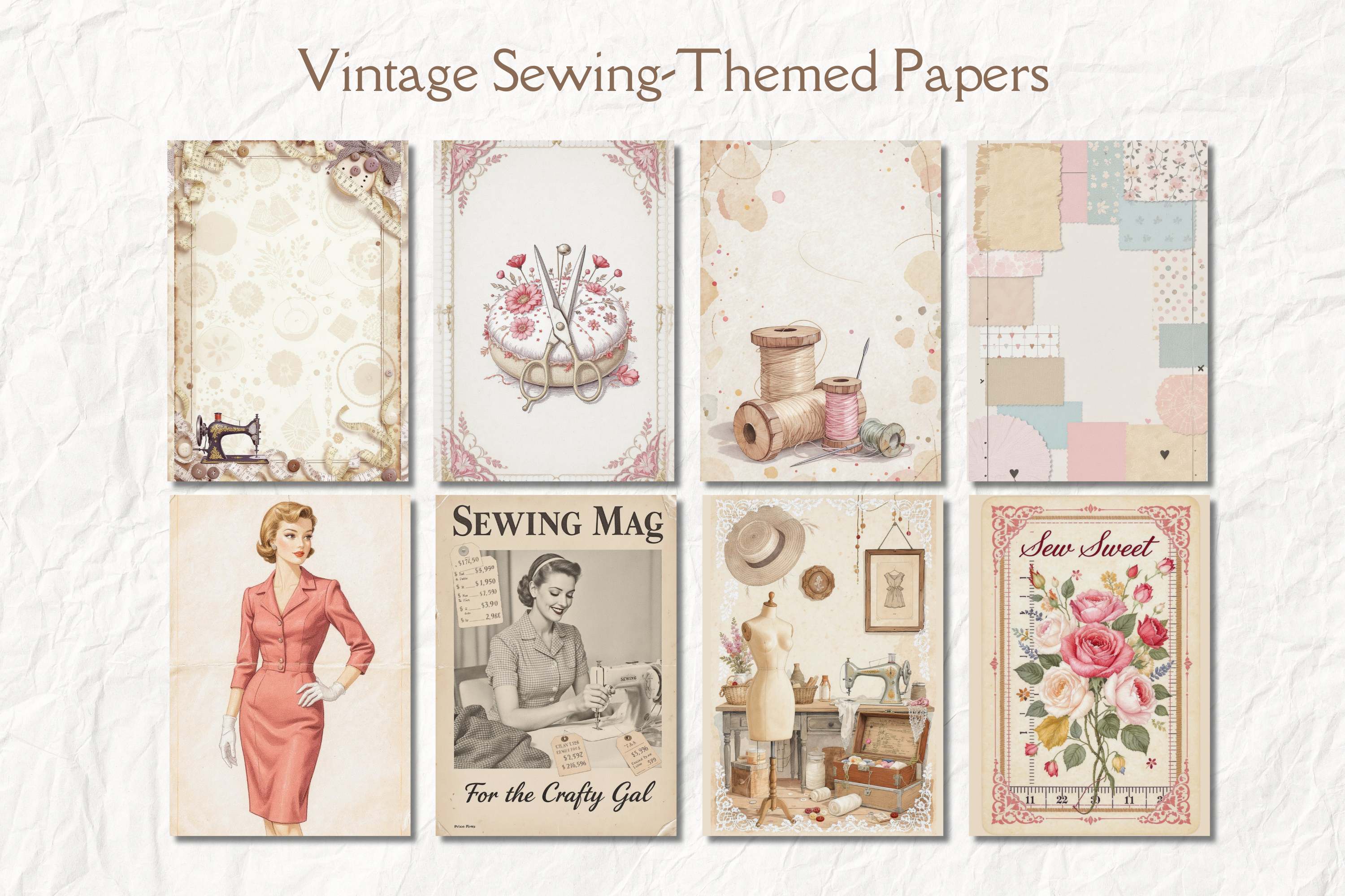 🧵 Sew Lovely: A Vintage Sewing Junk Journal Kit (100 Printable Pages ...