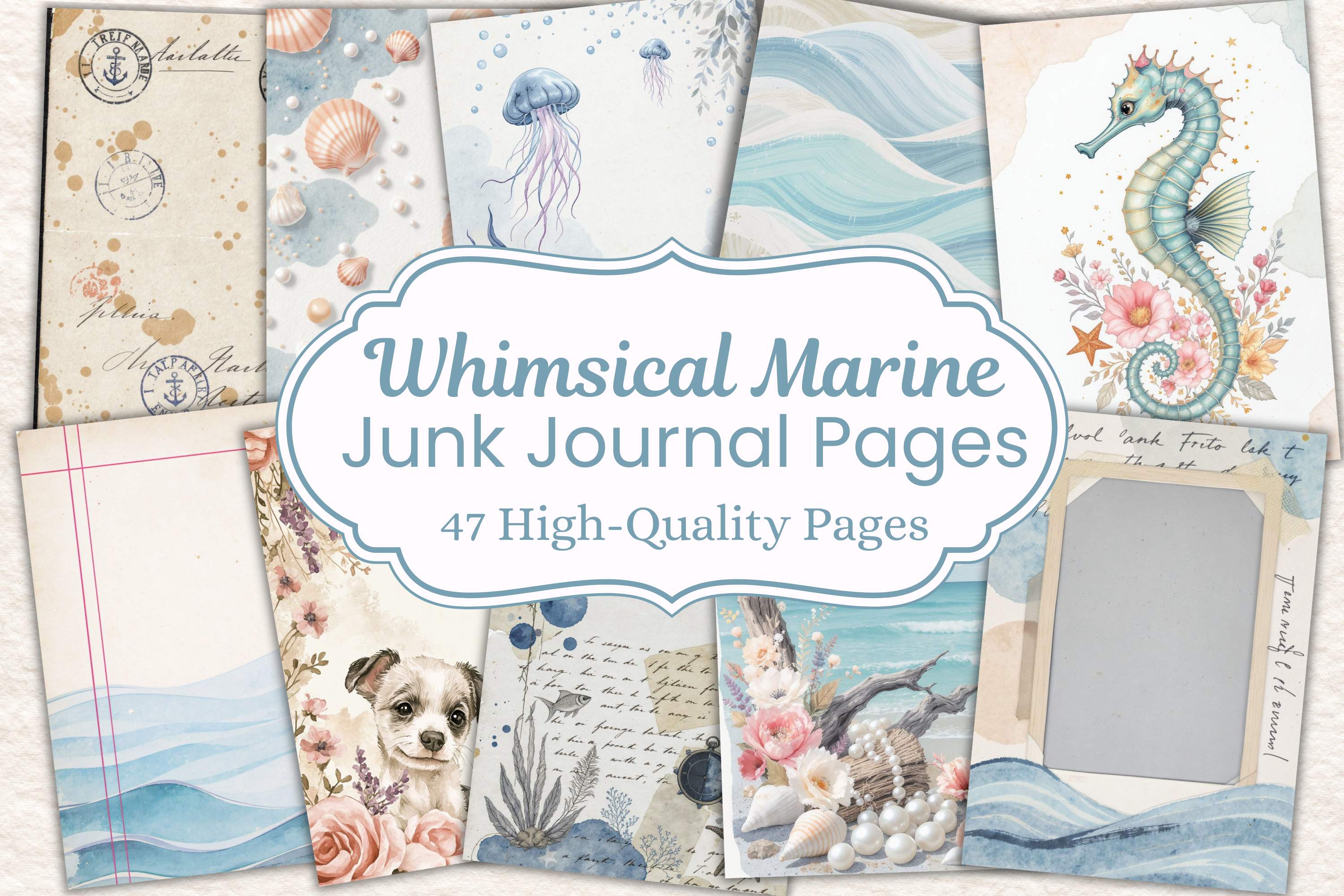 Whimsical Marine Junk Journal Pages — Ocean-Inspired Printables for ...