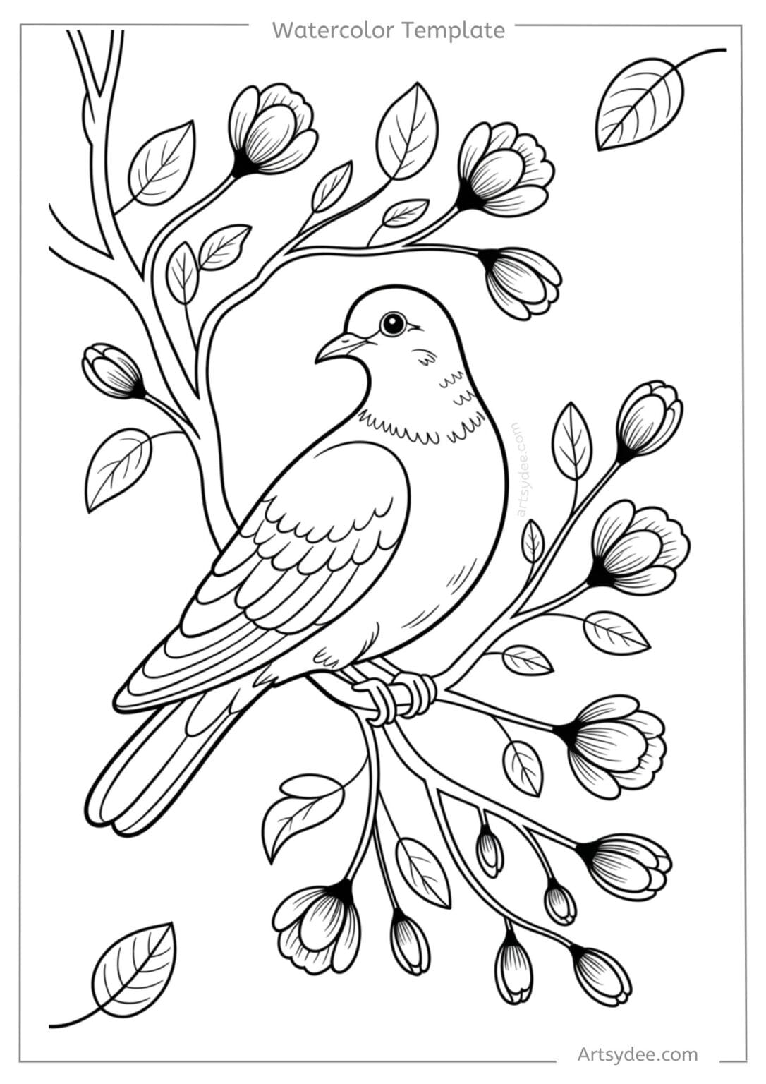 17 Printable Watercolor Templates – Paint-Ready Floral Outlines ...