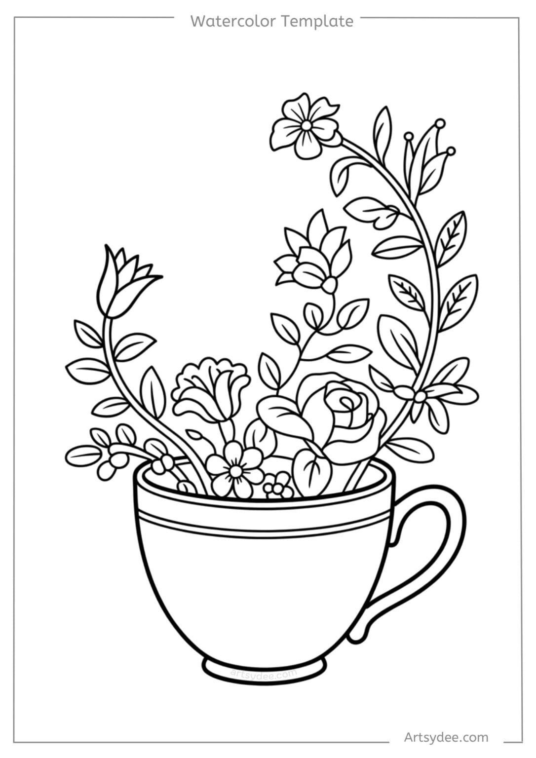 17 Printable Watercolor Templates – Paint-Ready Floral Outlines ...