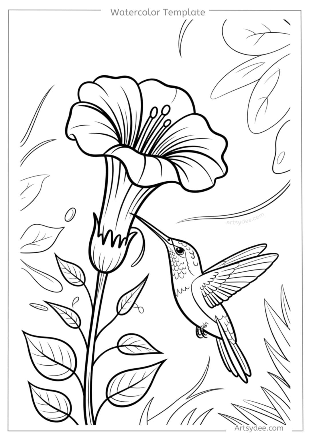 17 Printable Watercolor Templates – Paint-Ready Floral Outlines ...