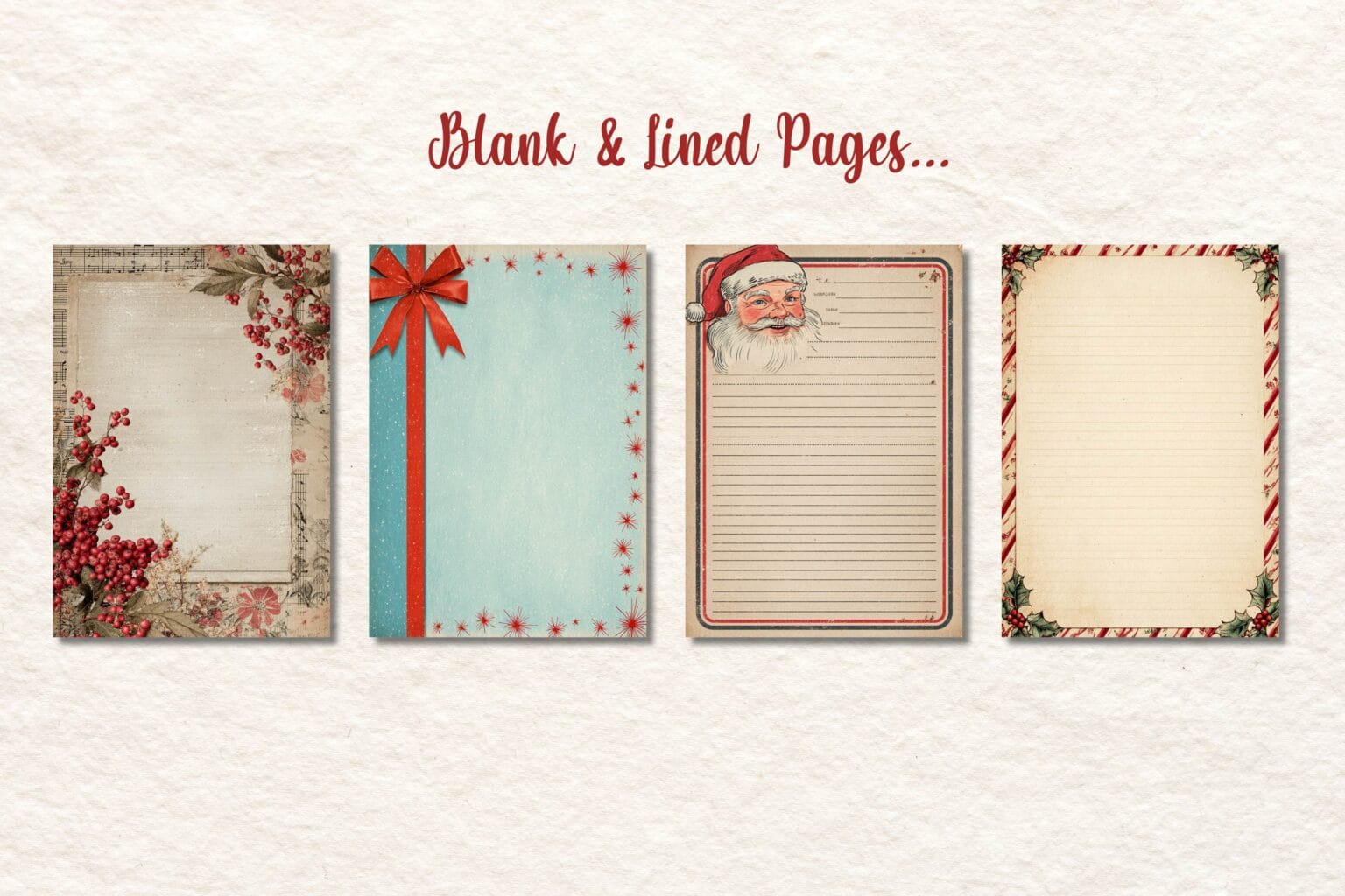 Vintage Christmas Junk Journal Pages – Printable Retro Holiday Set ...