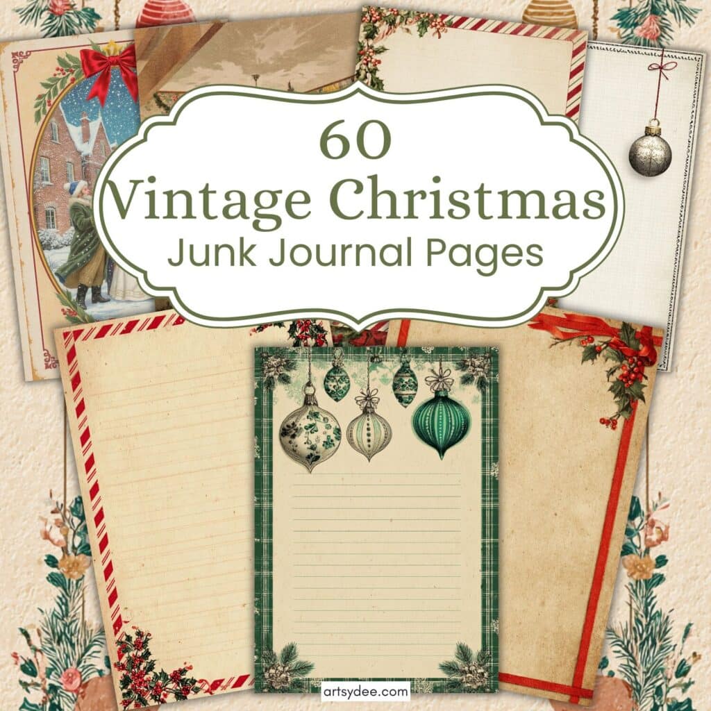 Vintage Christmas Junk Journal Pages – Printable Retro Holiday Set ...