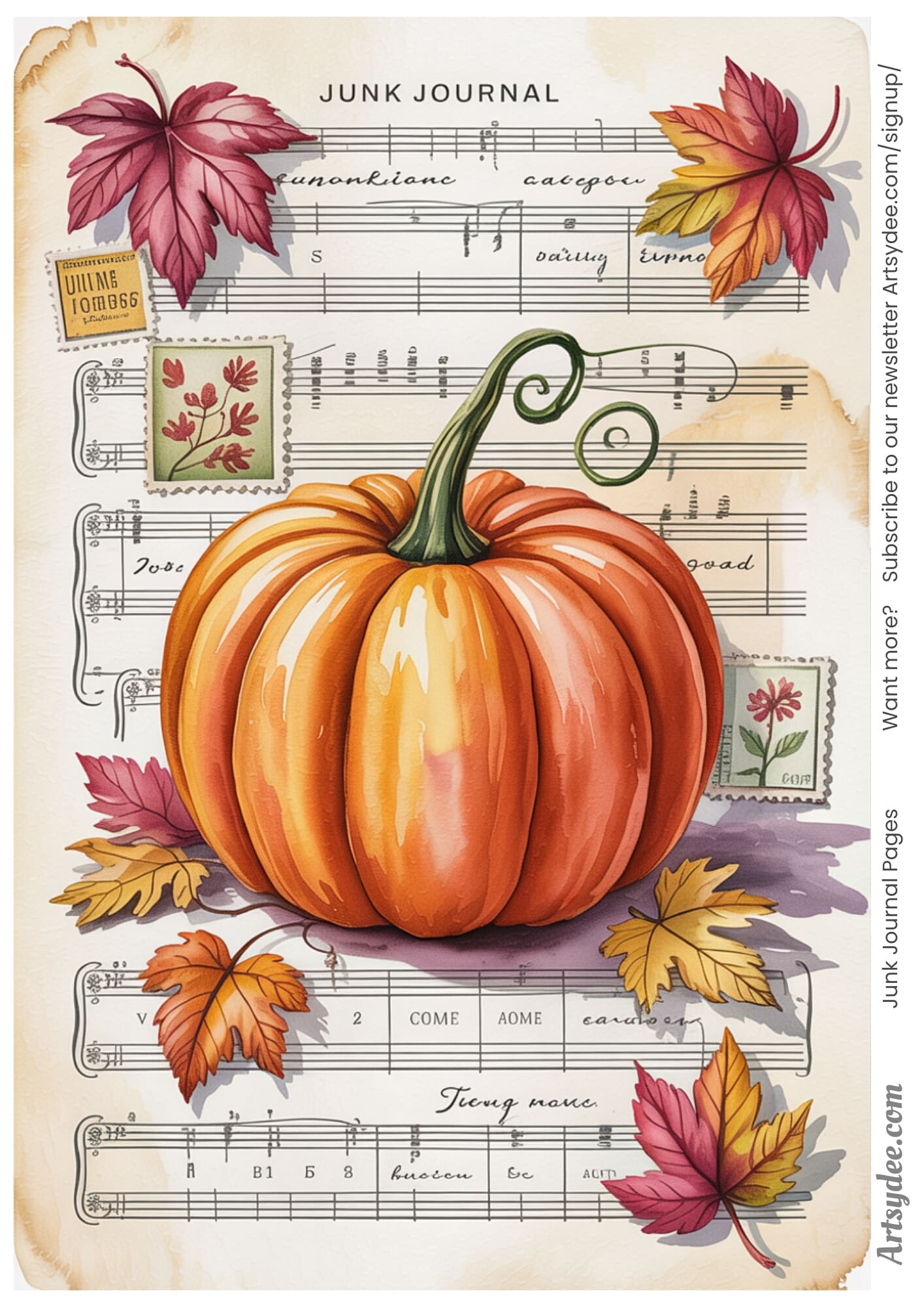 16 Pumpkin Junk Journal Pages (+ Free Printable) For Creative Fall ...