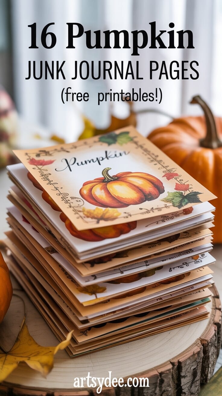 16 Pumpkin Junk Journal Pages (+ Free Printable) For Creative Fall ...