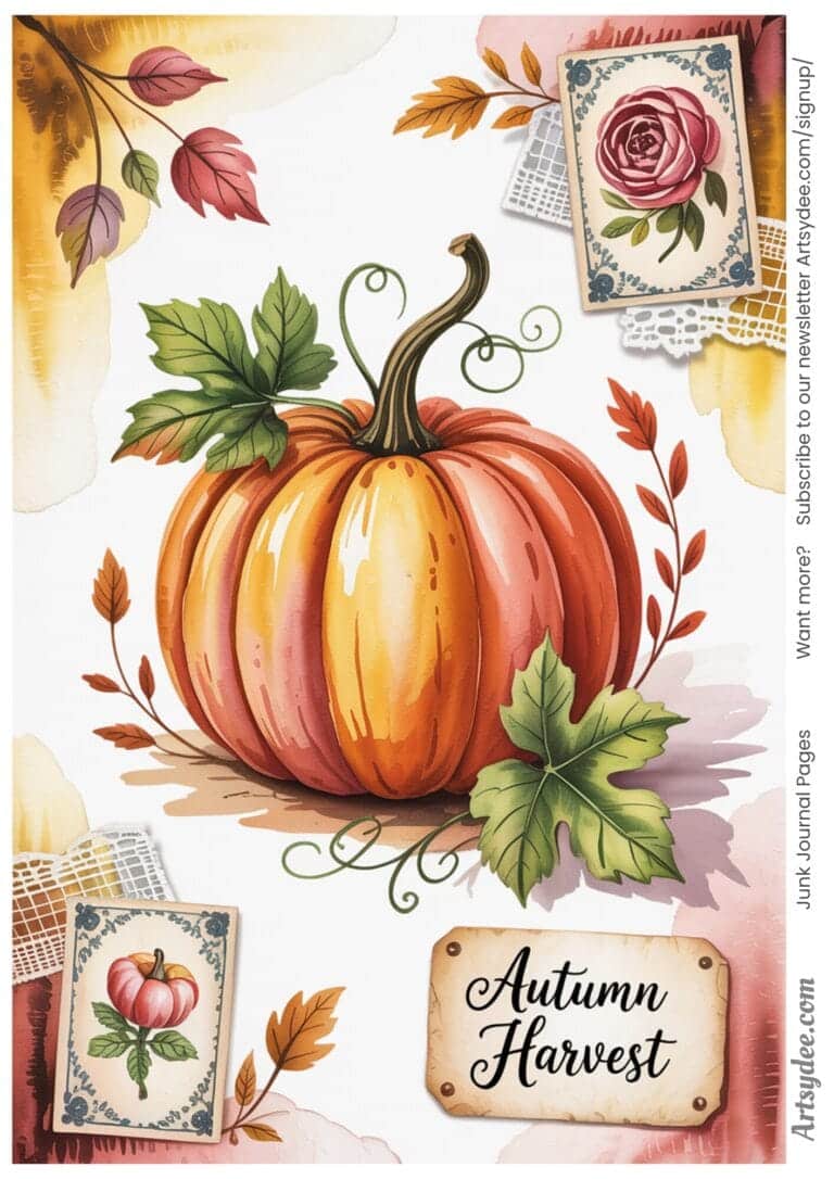16 Pumpkin Junk Journal Pages (+ Free Printable) For Creative Fall ...