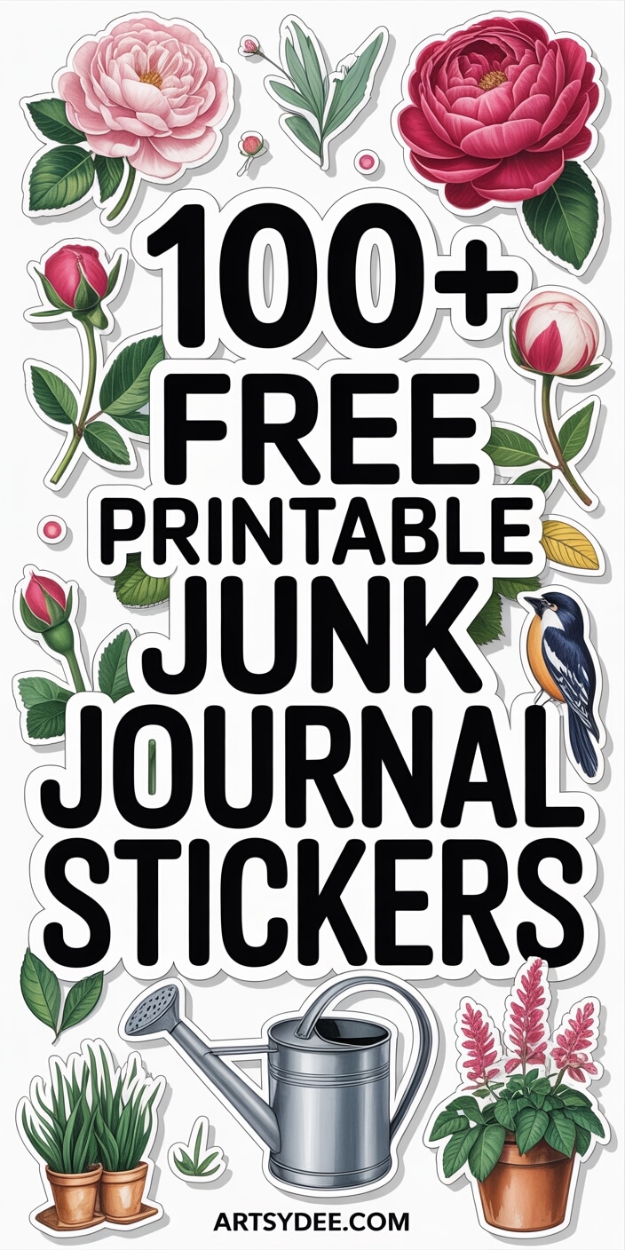 100+ FREE Printable Junk Journal Stickers - Artsydee - Drawing ...