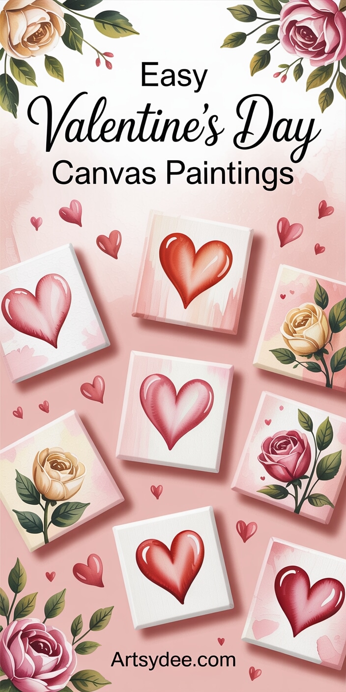 20+ Easy Valentine's Day Canvas Paintings (+ FREE Traceable Templates ...