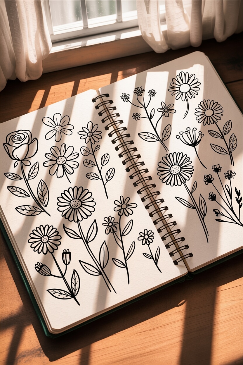 Simple Flower Drawing: Easy Ideas, Techniques & Free Printable ...