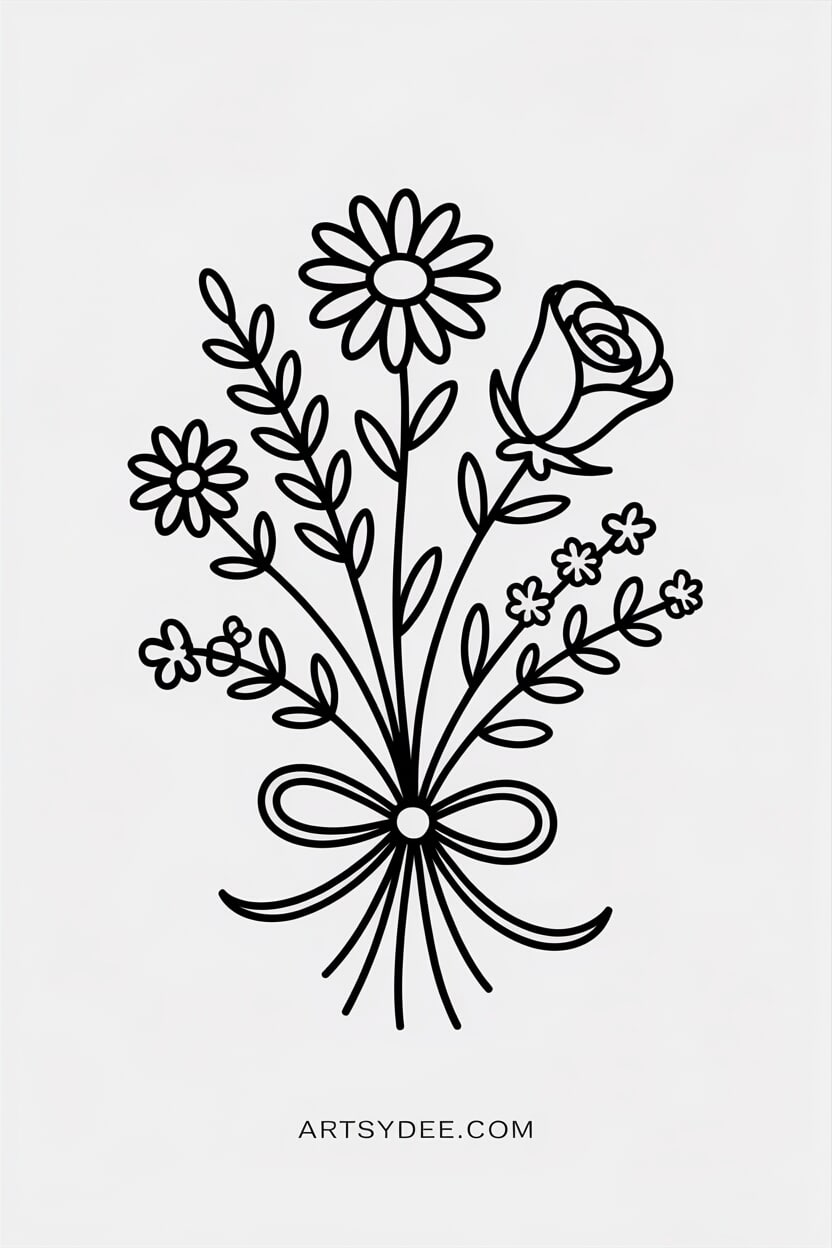 Flower Outline Printable: Free Templates for Tracing, Colouring ...
