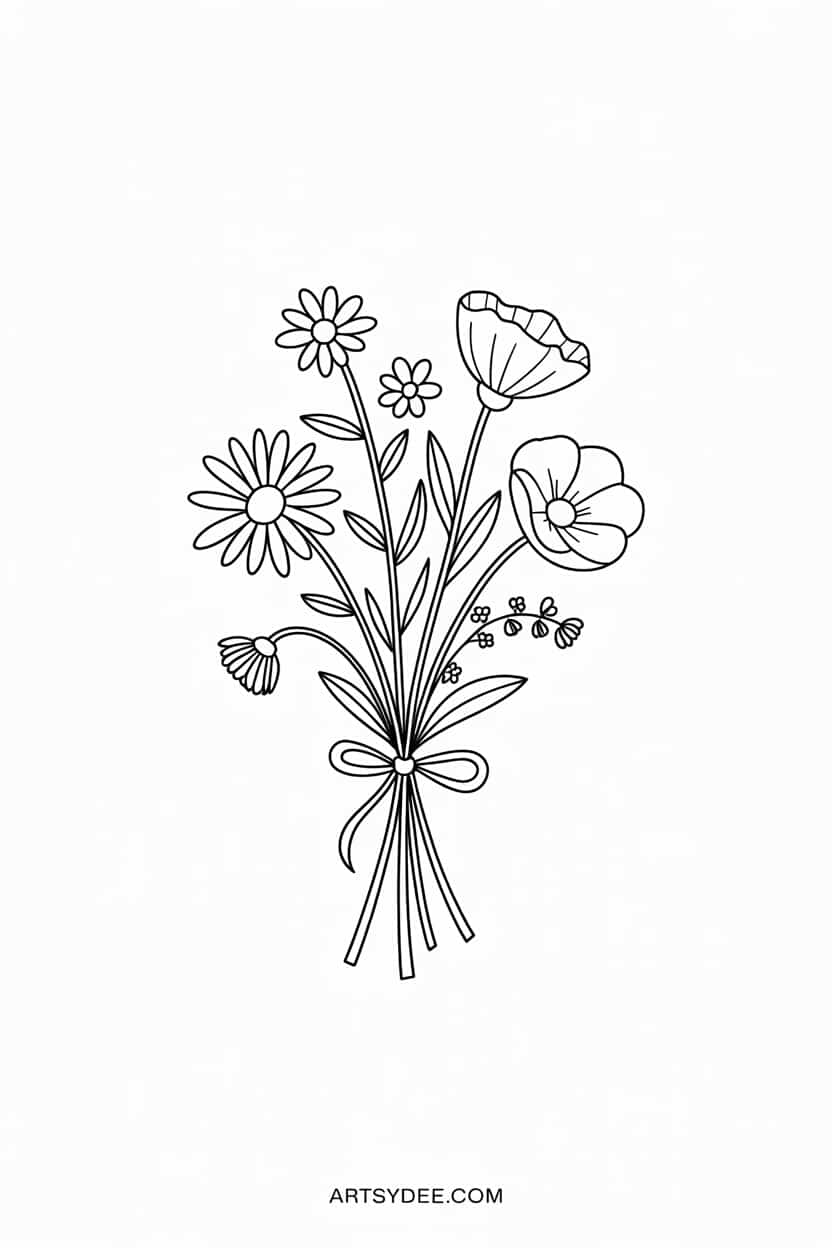 Flower Outline Printable: Free Templates for Tracing, Colouring ...