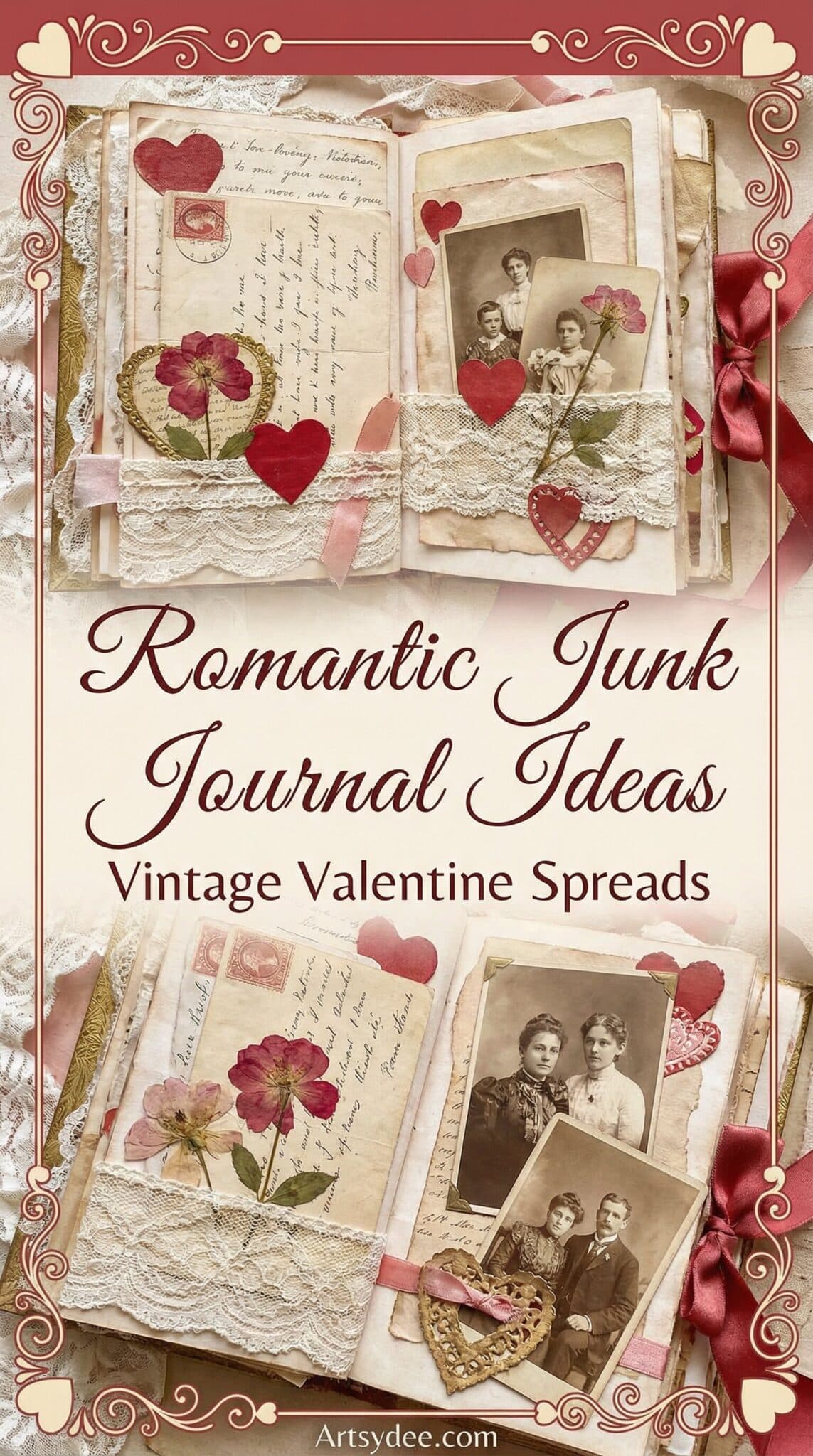 Valentine's Junk Journal Spreads: Romantic Ideas + 25 Free Printables ...