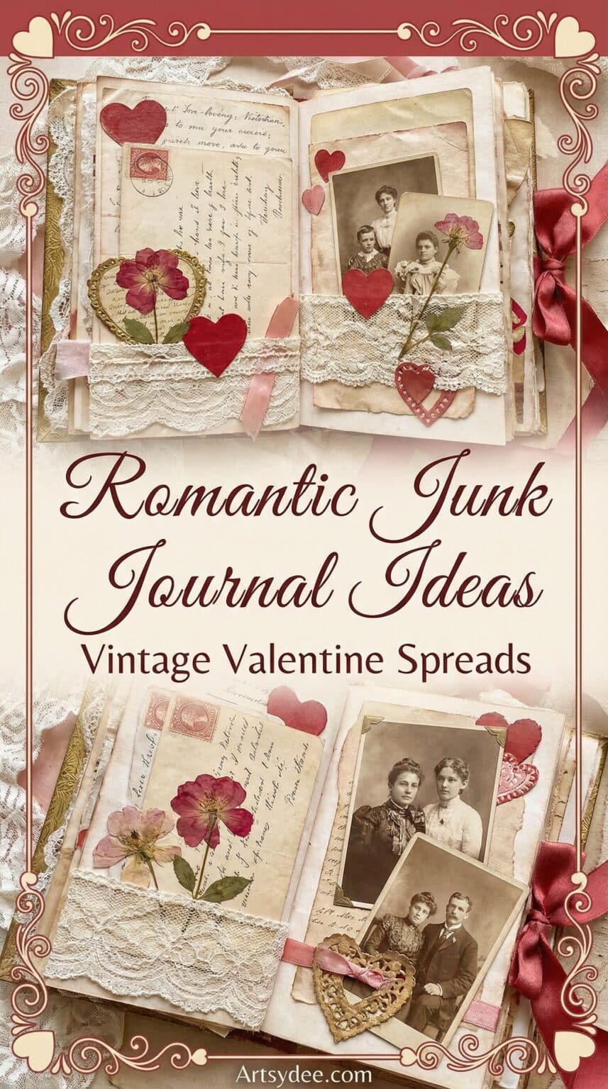 Valentine's Junk Journal Spreads: Romantic Ideas + 25 Free Printables ...