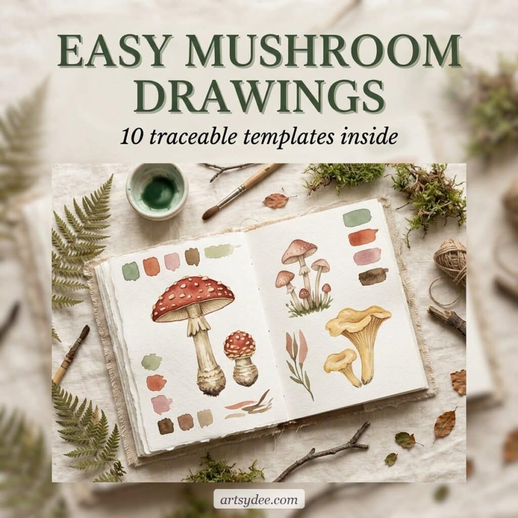 10 Easy Mushroom Drawings + Free Printable Templates - Artsydee ...