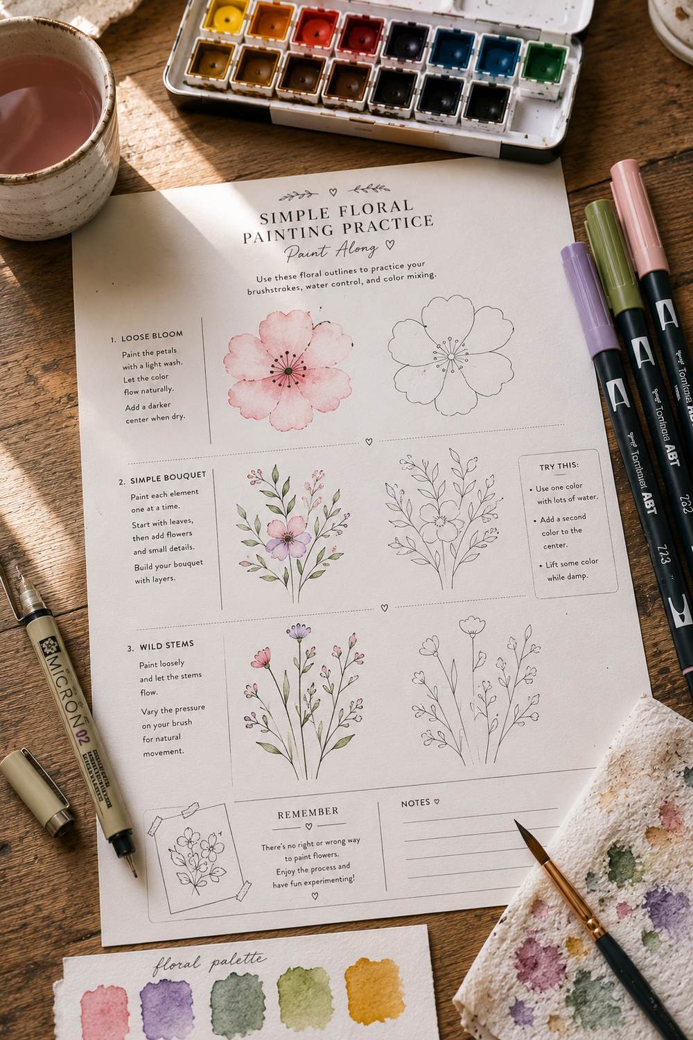 Easy Watercolor Practice Ideas for Absolute Beginners + FREE Sheets ...