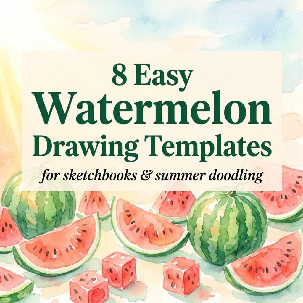 8 Easy Watermelon Drawing Templates for Beginners (Free Printable ...